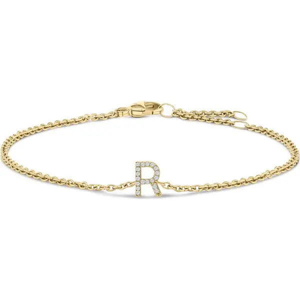 HAUS OF BRILLIANCE 10k Gold Diamond Accent Initial Charm Link Bracelet - Yellow | R
